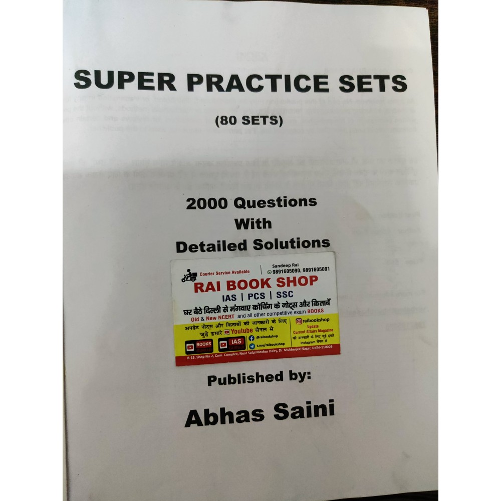 Abhas Saini Super Practice set for SSC Maths and reasoning ...
